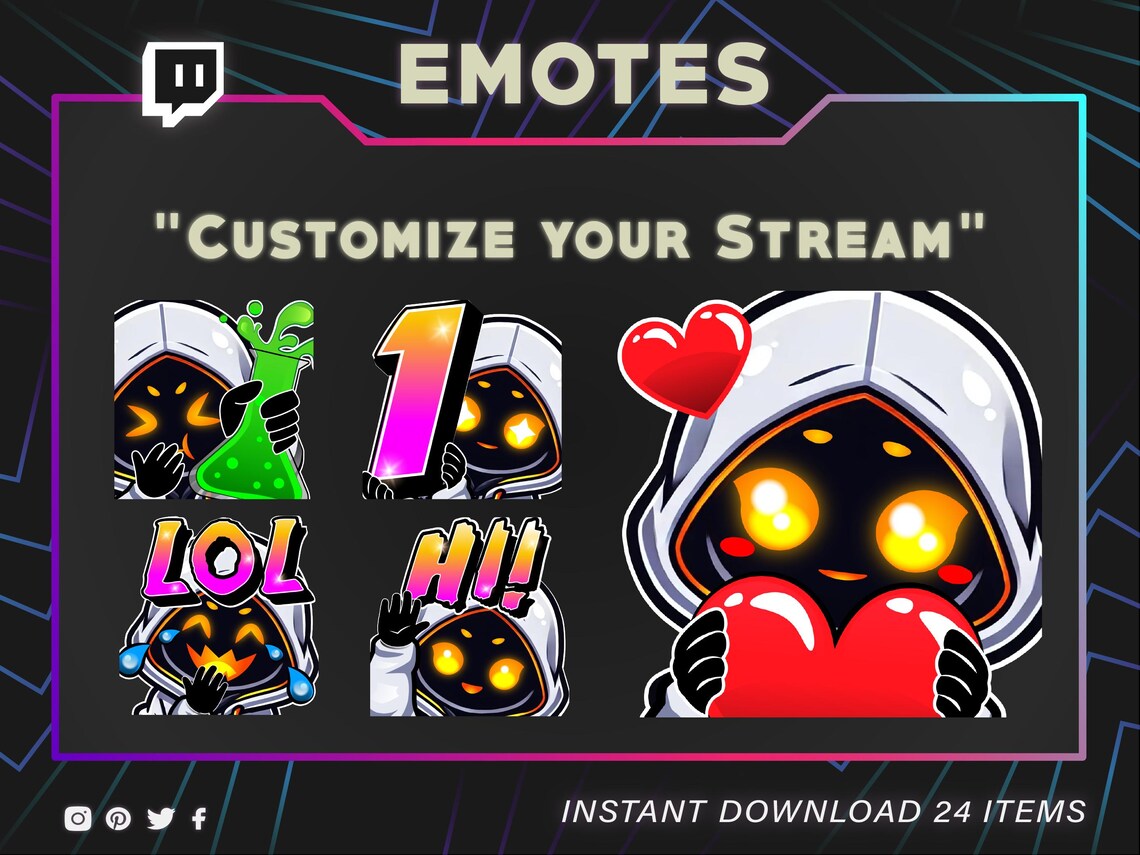 Neon Hoodie Wizard Emotes for Twitch, Discord, and Tiktok | Emotes on ...