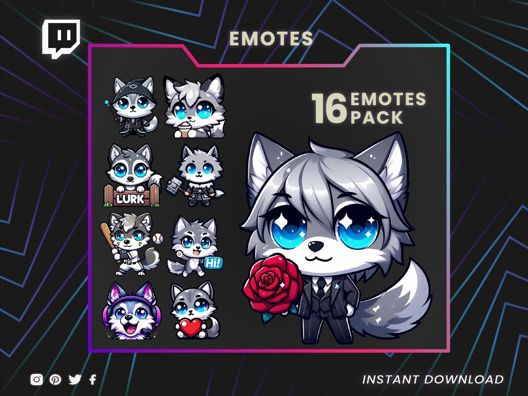 Twitch Wolf Emotes, Twitch Emotes, Chibi Twitch Emotes, Mascot Twitch ...