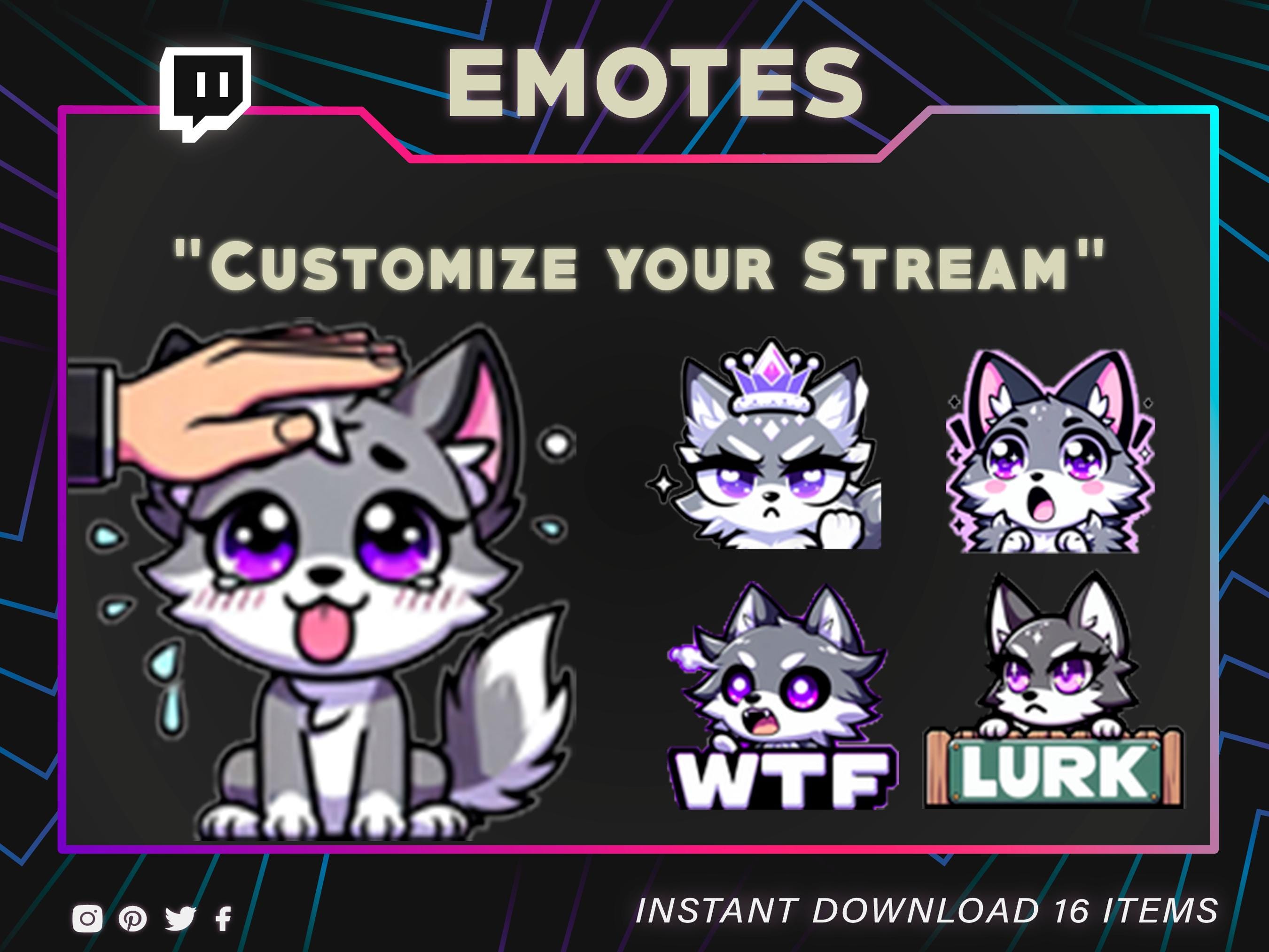 Twitch Emotes, Wolf Twitch Emotes | Cute Wolf Emotes, Chibi Wolf Emotes ...