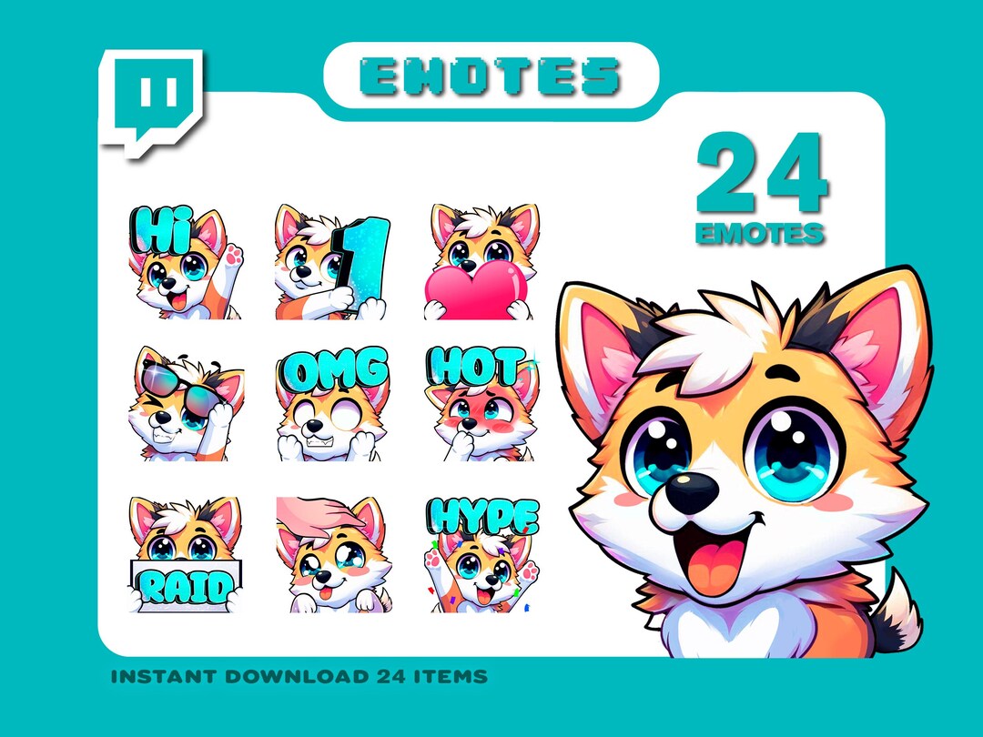 Corgi Dog Emotes for Twitch, Discord, and Tiktok | Emotes on Sale - Etsy