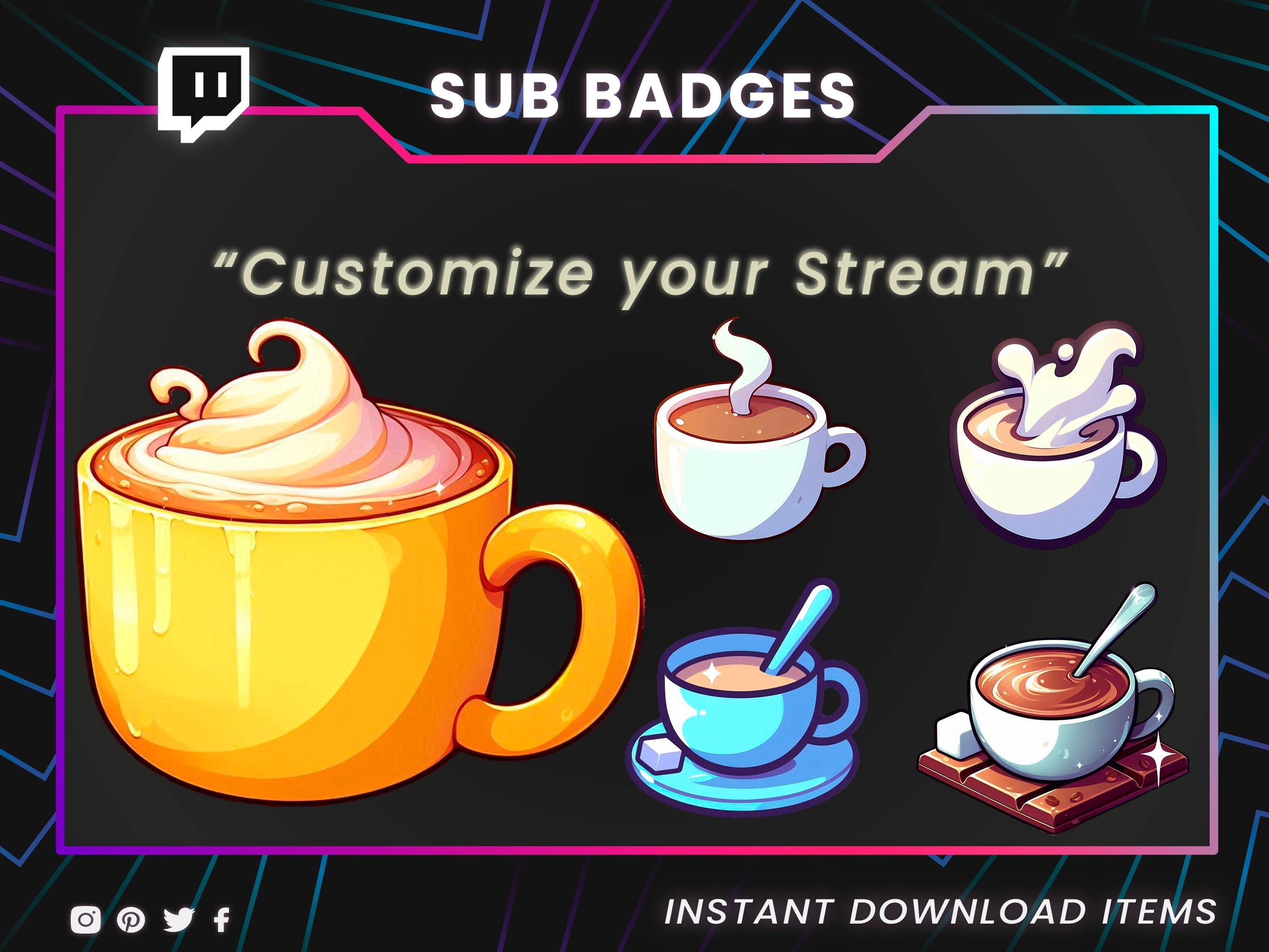 Twitch Sub Badges for Streamers / Coffee Cup Loyalty Badges / Cozy Café ...
