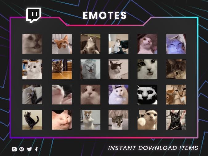 100 Animated Meme Emotes | Funny Cat Meme Emote Pack for Twitch, Kick ...