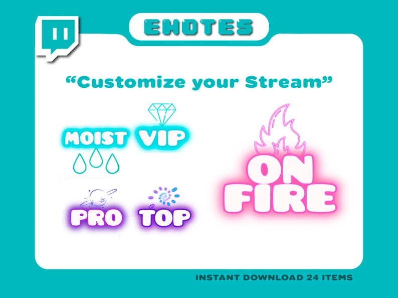 Neon Twitch Emotes Pack | 24 Colorful Text Emotes for Discord & Tiktok ...