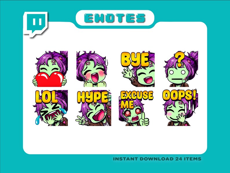 Zombie Girls Emotes for Twitch, Discord, and Tiktok | Emotes on Sale - Etsy