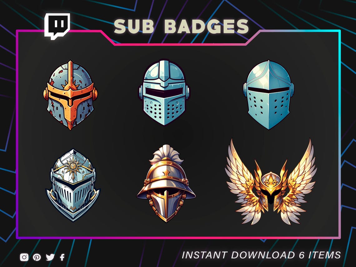 Twitch Sub Badges / Bit Badges / Medieval Helmet Collection / Knight ...