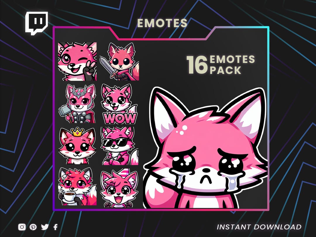 Twitch Emotes, Fox Twitch Emotes | Cute Fox Emotes, Chibi Fox Emotes ...