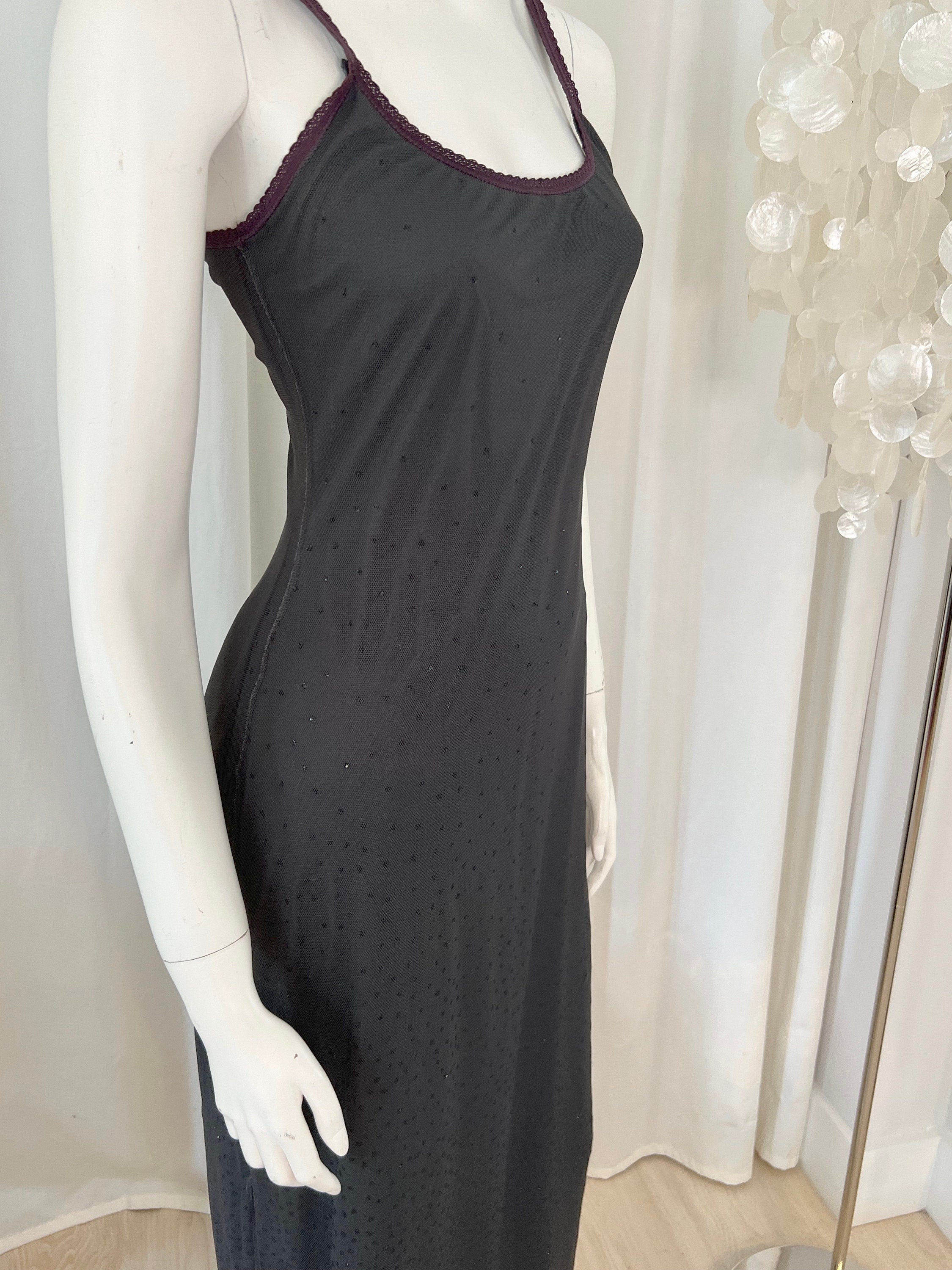 Vintage 90s/2000s Dark Grey Mesh Overlay Sequins Slip Party - Etsy