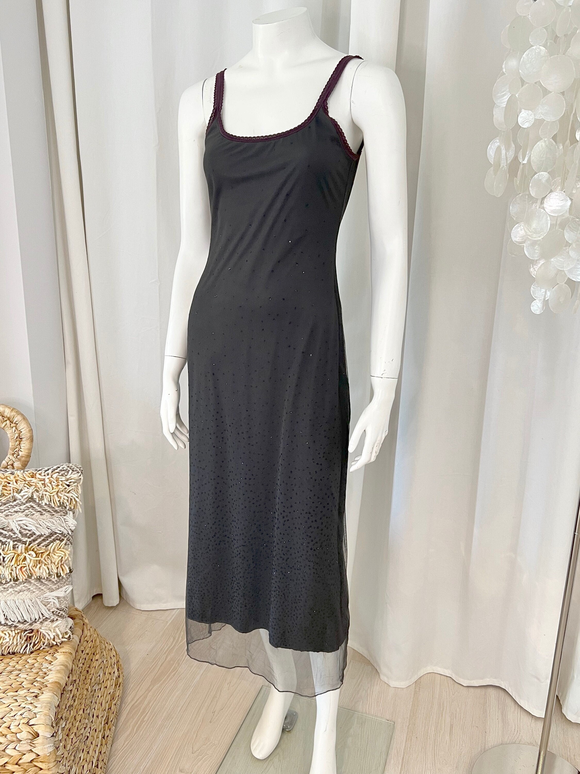 Vintage 90s/2000s Dark Grey Mesh Overlay Sequins Slip Party - Etsy