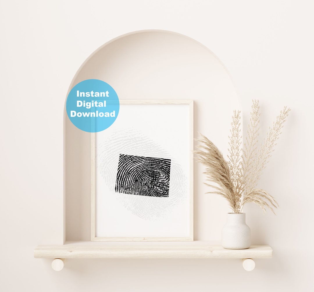 Colorado, Wall Art, Minimalist Wall Art, Fingerprint, Thumbprint, Black ...