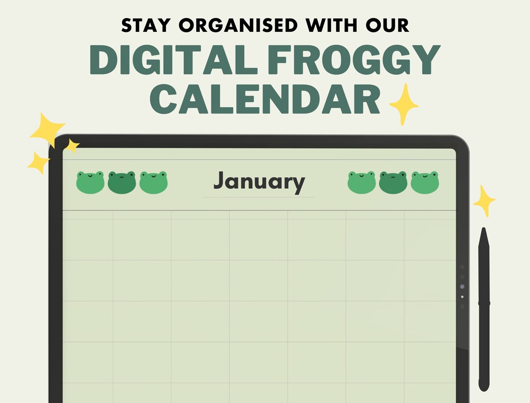 Digital Froggy Calendar, Cute Froggy Monthly Calendar, Printable ...