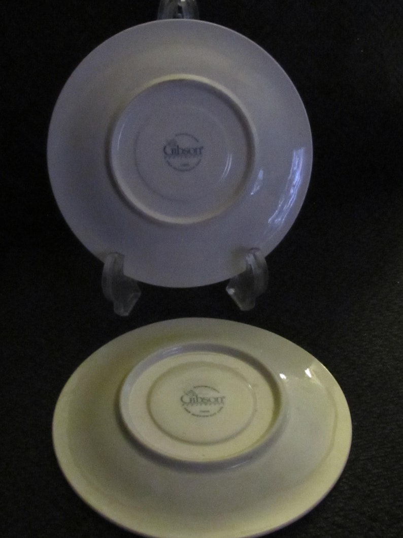 GIBSON WHITE Embossed Fruit Floral Design Dinnerware Set of 2 Saucers ...