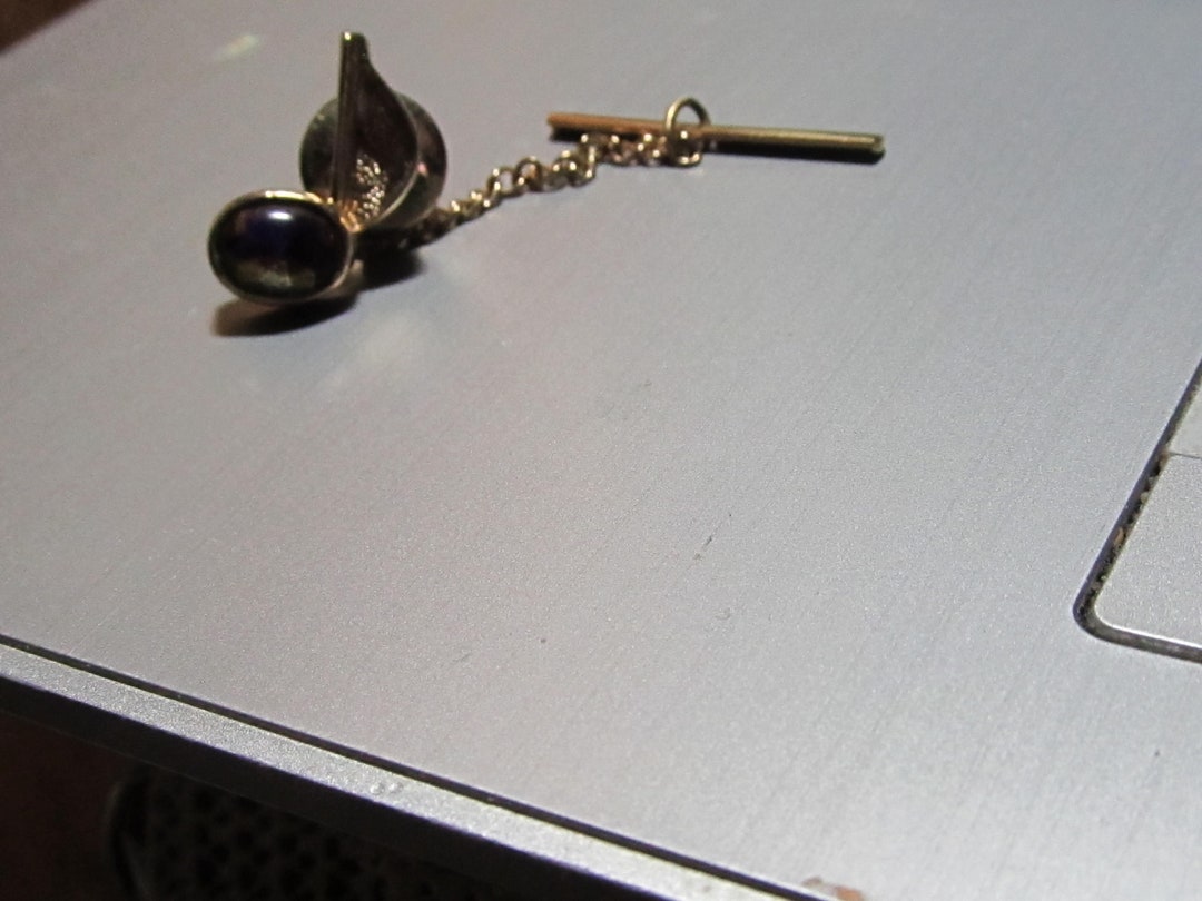 Vintage Swank Eighth Note Music Note Tie Tack ~goldtone With Multi ...