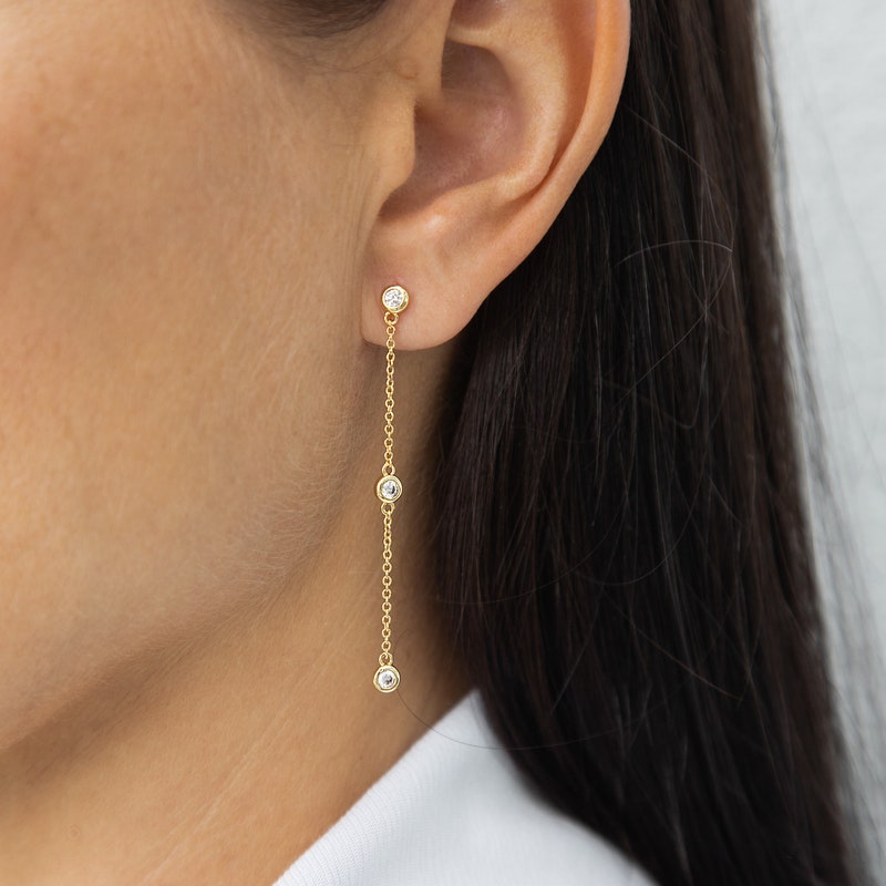 Long Chain Earrings - Etsy