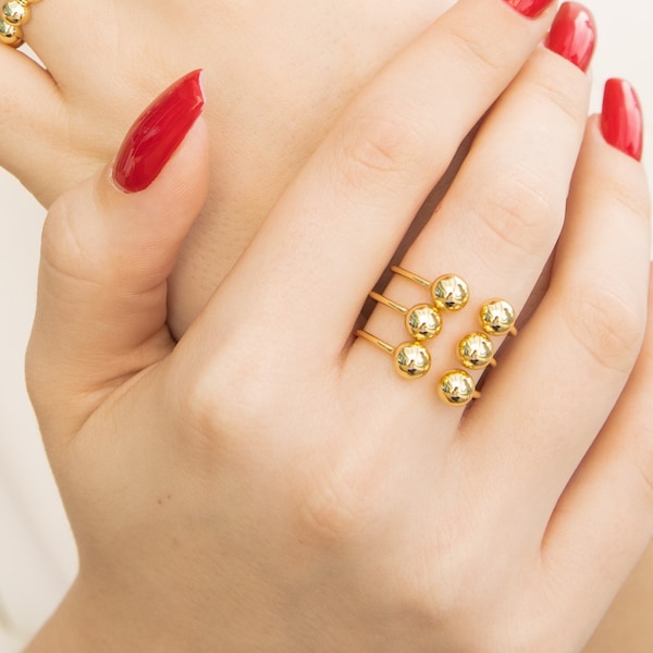 Gold Ball Ring - Etsy