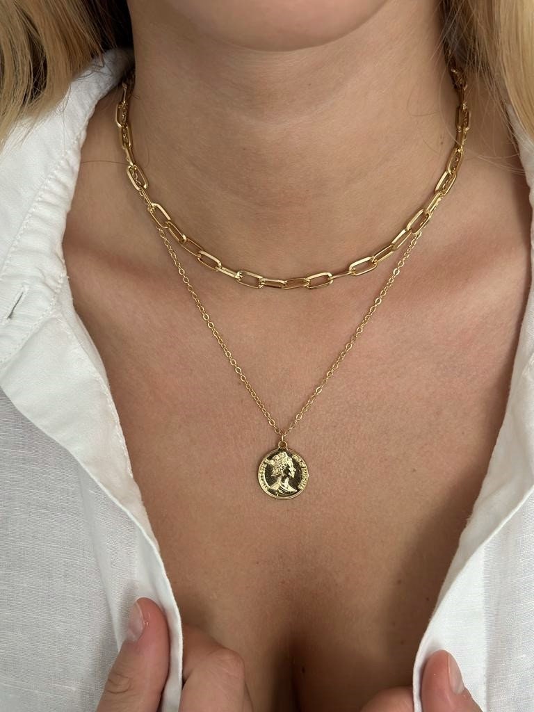 Gold Layered Necklace , Dainty Gold Chain Set , Dainty Layered Gold ...