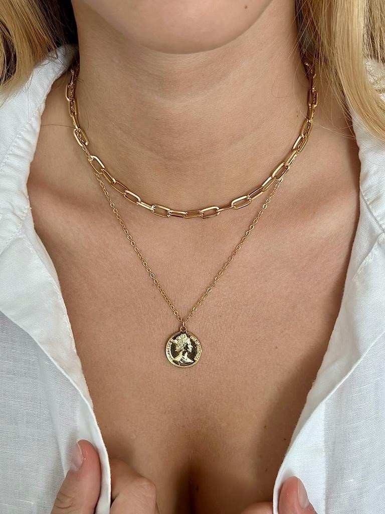 Gold Layered Necklace , Dainty Gold Chain Set , Dainty Layered Gold ...