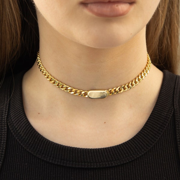 Cuban Link Gold Choker Necklace - Etsy