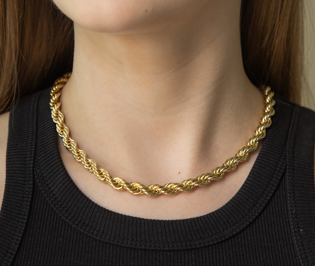 Gold Rope Chain Necklace for Women Solid Gold Rope Chain for - Etsy