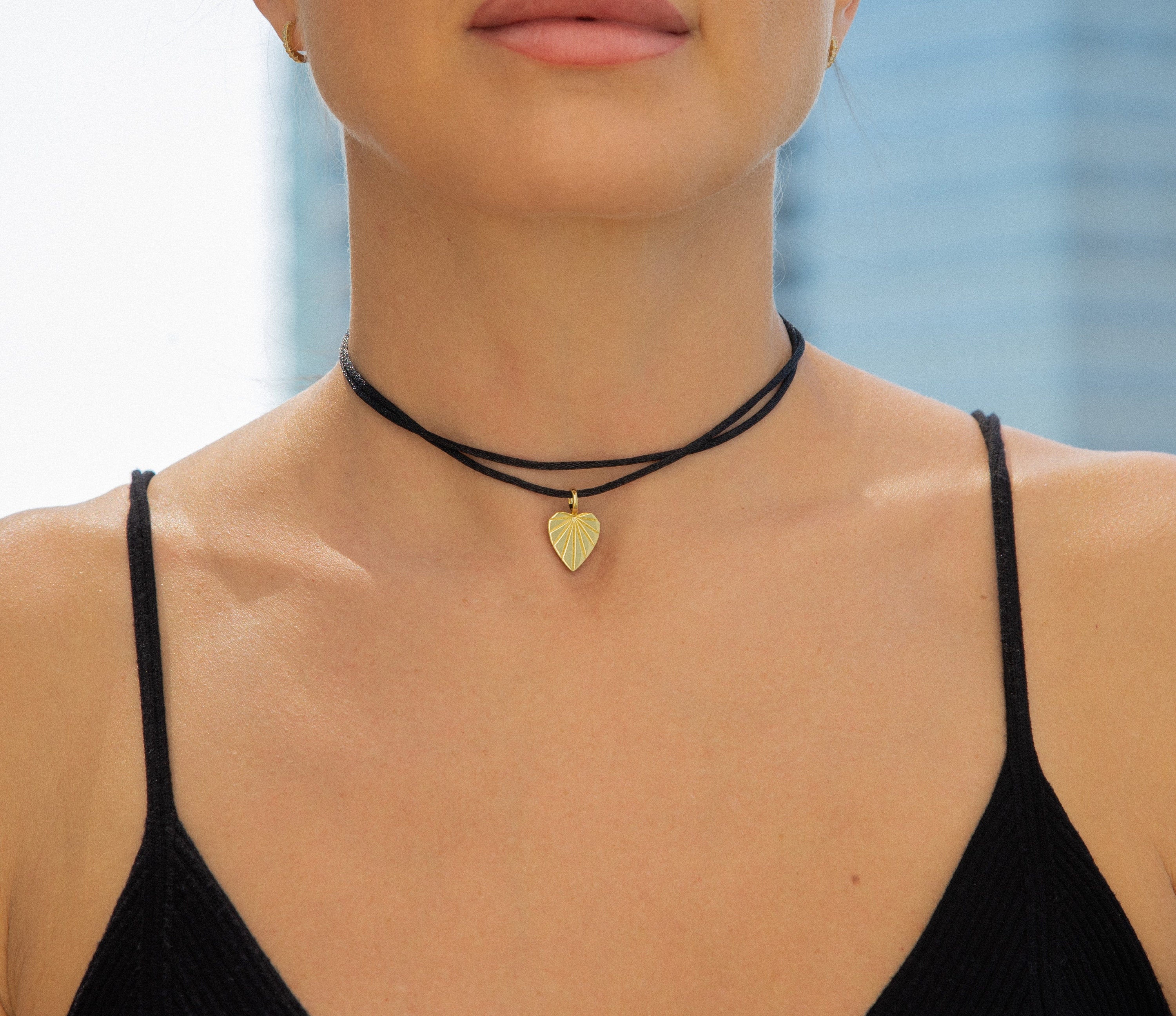 Heart String Necklace Black Cord Long Wrap Tie Choker - Etsy