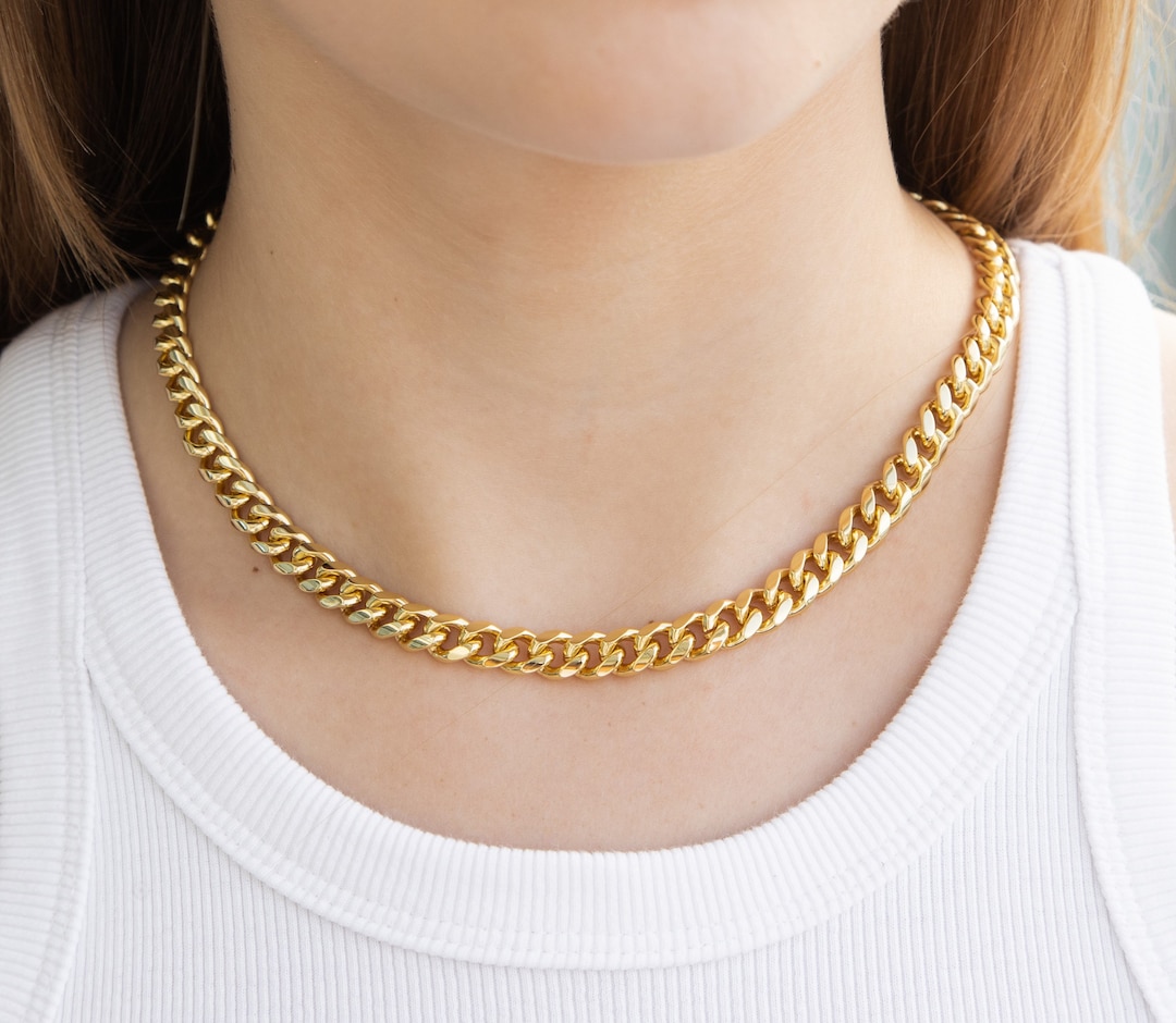 Gold Cuban Chain Necklace for Women, Cuban Link Chain Necklace, Cuban ...