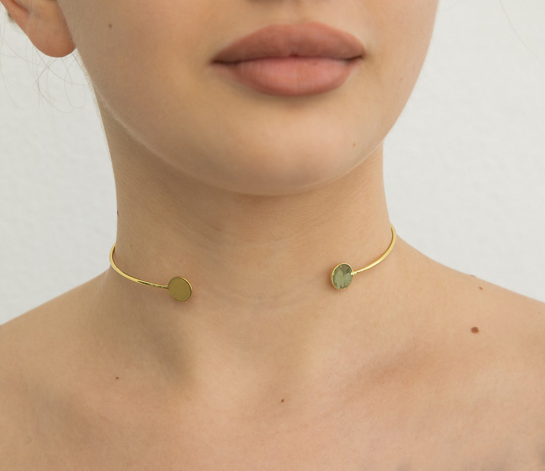 Minimalist 14K Gold Neck Cuff, Gold Choker Necklace, Fine Jewelry Gold ...