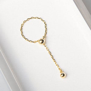 Adjustable Chain Ring, 14K Gold Filled Minimalist Chain Ring, Gift for ...