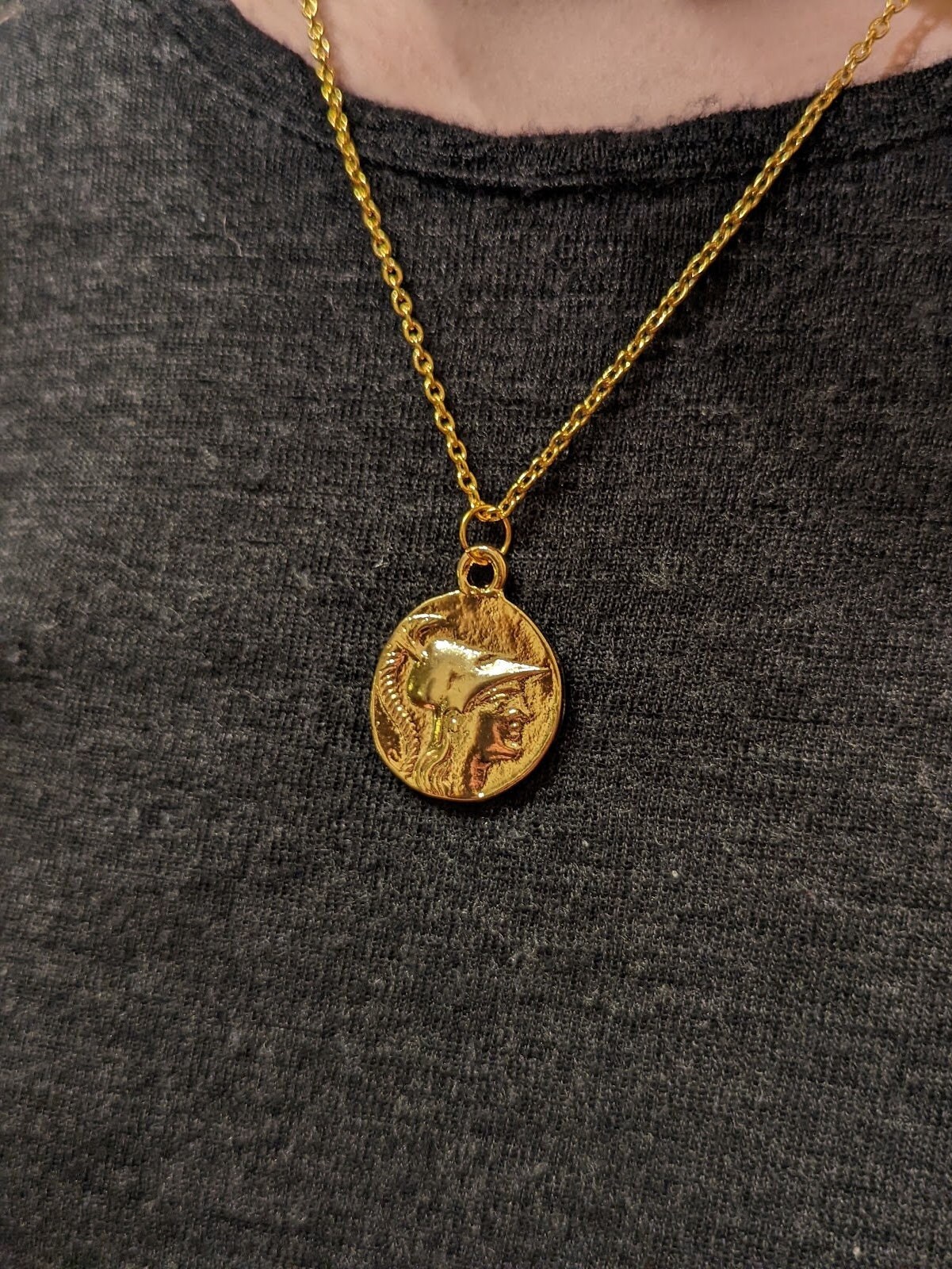 Athena Greek Goddess Mythology Coin Pendant 14K Gold and | Etsy