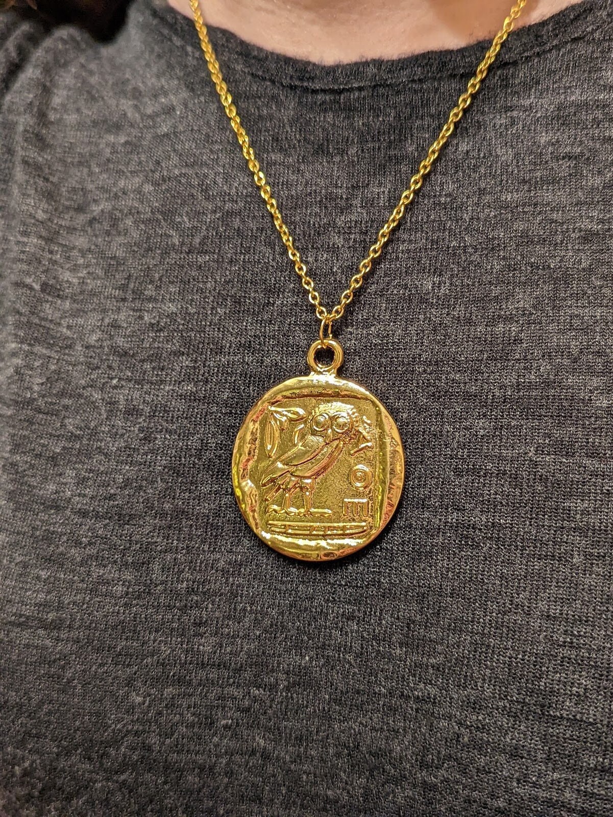 Athena Owl Greek Goddess Mythology Medallion 14K Gold and - Etsy