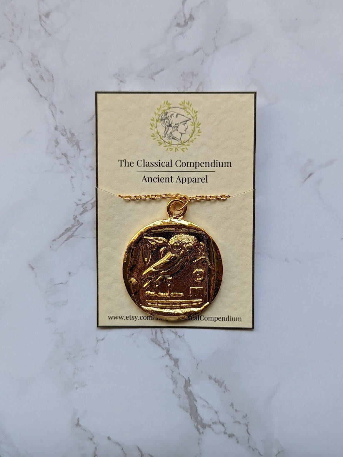 Athena Owl Greek Goddess Mythology Medallion 14K Gold and - Etsy