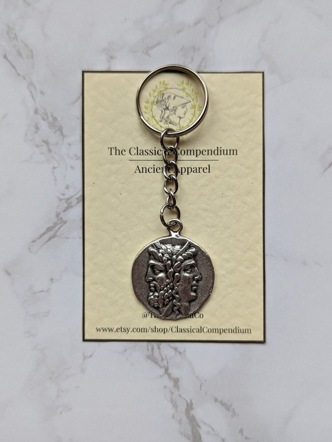Ancient Greek Janus Keychain Mythical Tenedos Island 24K Gold and ...