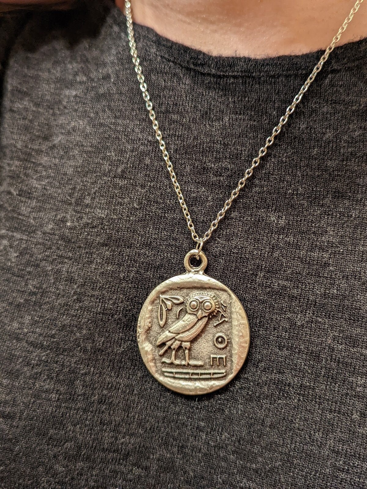 Athena Owl Greek Goddess Mythology Medallion 14K Gold and - Etsy