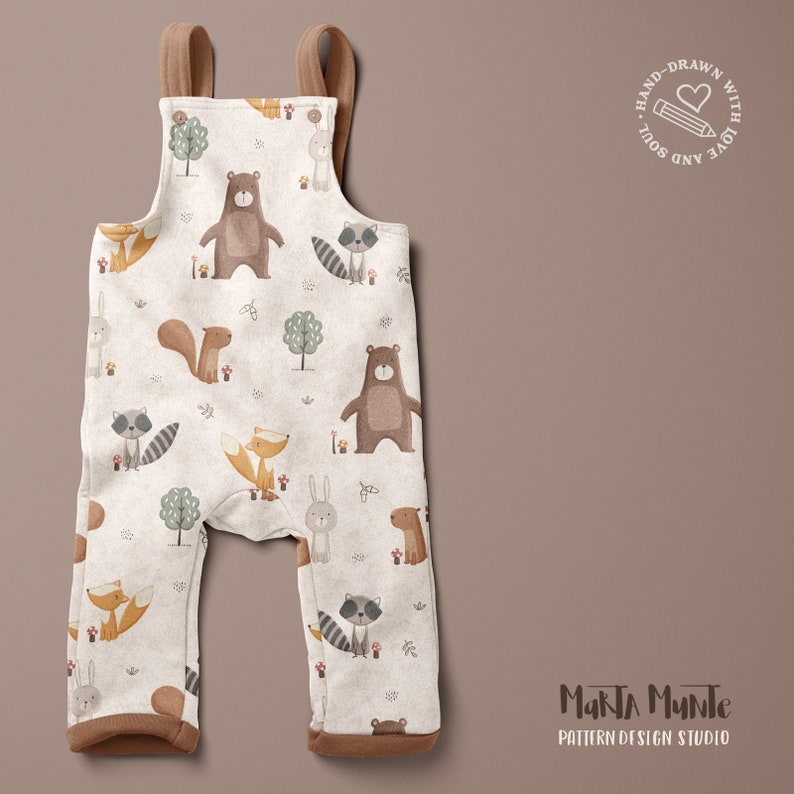 Padrão sem emendas de animais da floresta: design de tecido infantil ...