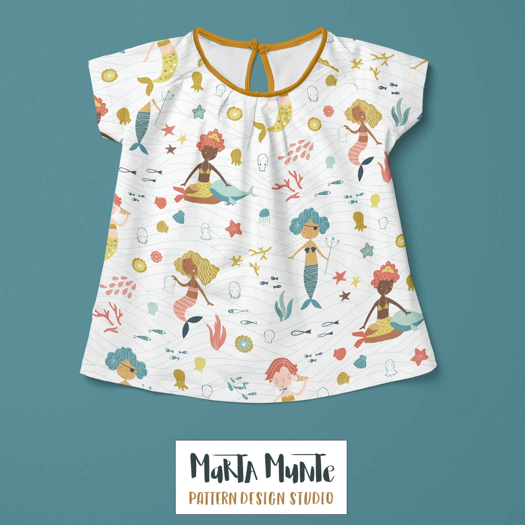 Mermaids Pattern Design, Sea Life Surface Design, Girls Repeat Pattern ...