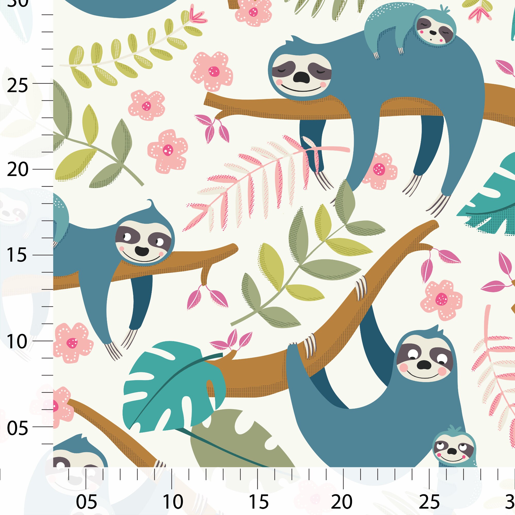 Two Sloths Pattern Design, Jungle Surface Design, Repeat Pattern ...