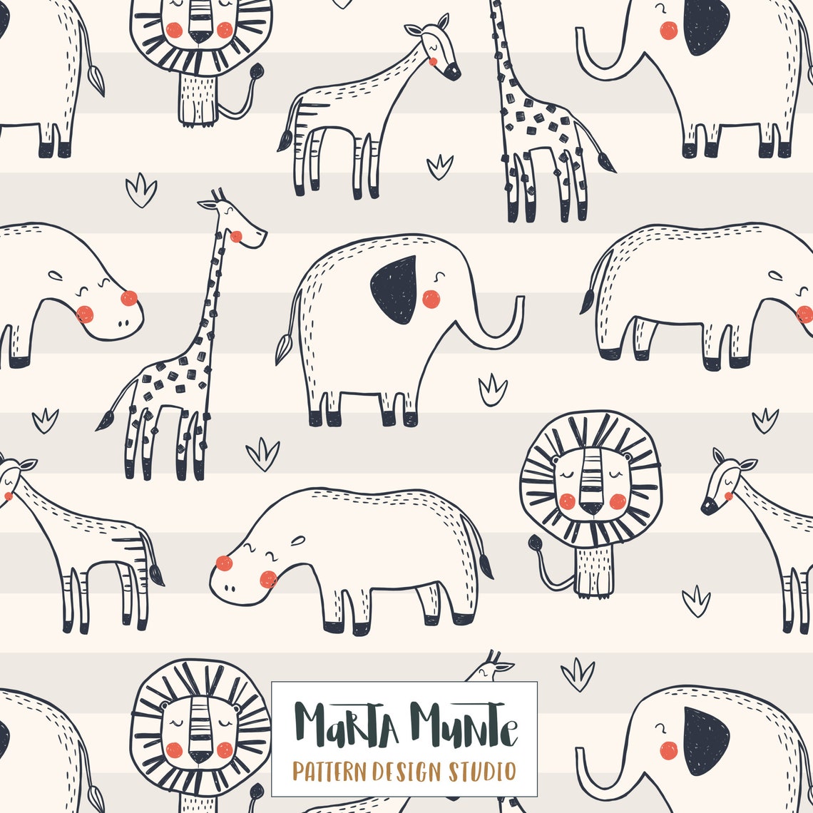 2 Savannah Animals Seamless Pattern for Commercial Use, Children ...