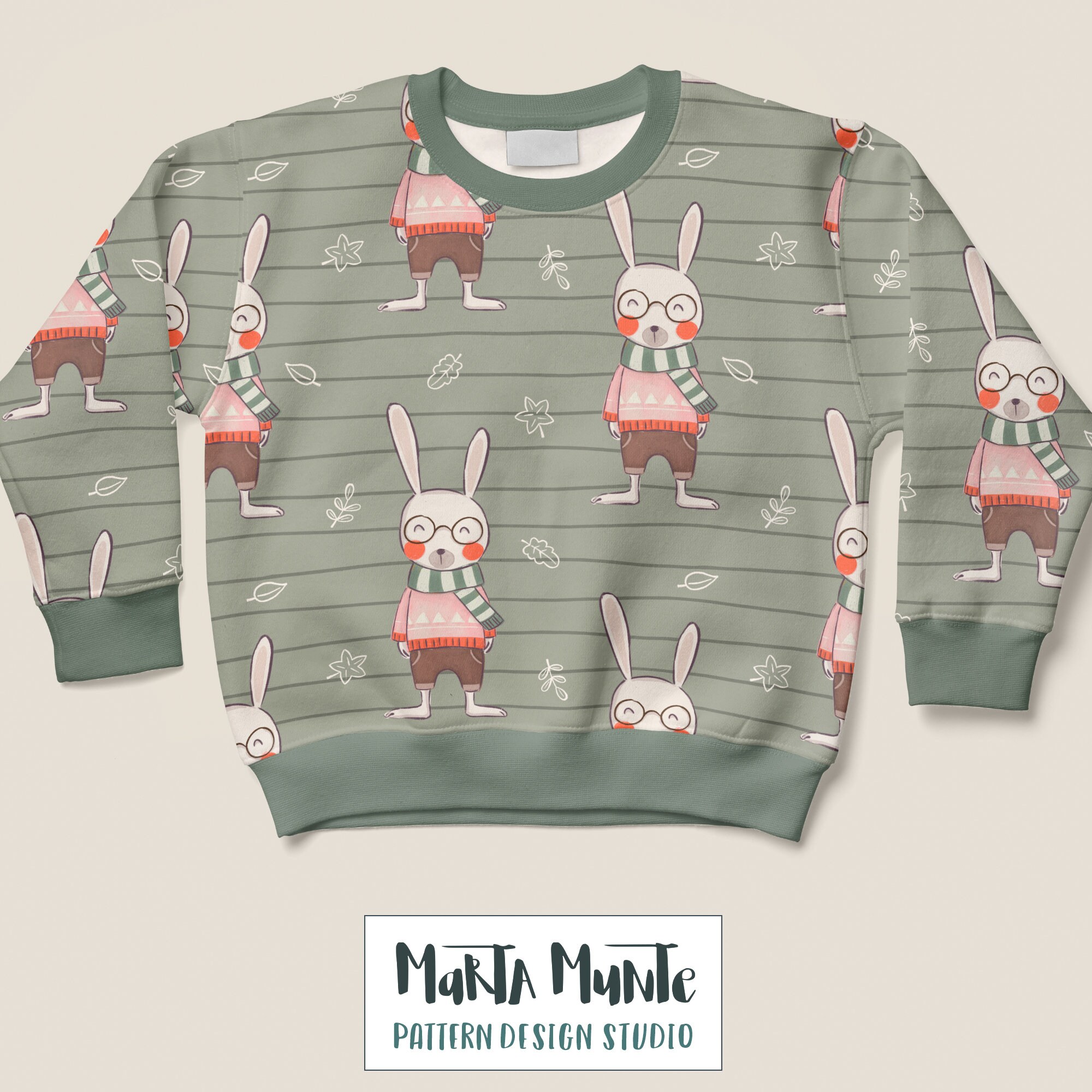 Rabbit Fabric Design Bunnie Seamless Repeat Pattern Surface - Etsy