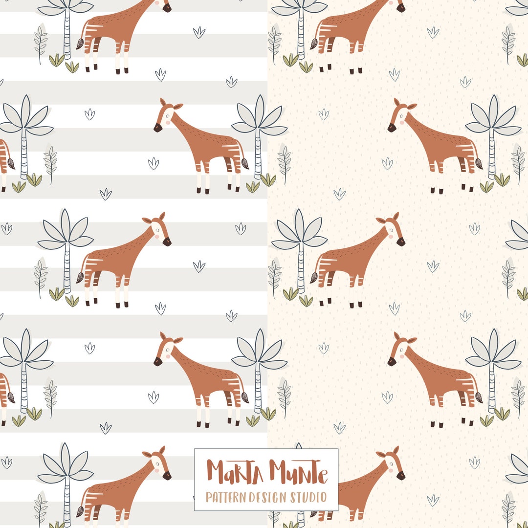 Two Okapi Seamless Pattern Designs for Commercial Use, Non-exclusive ...