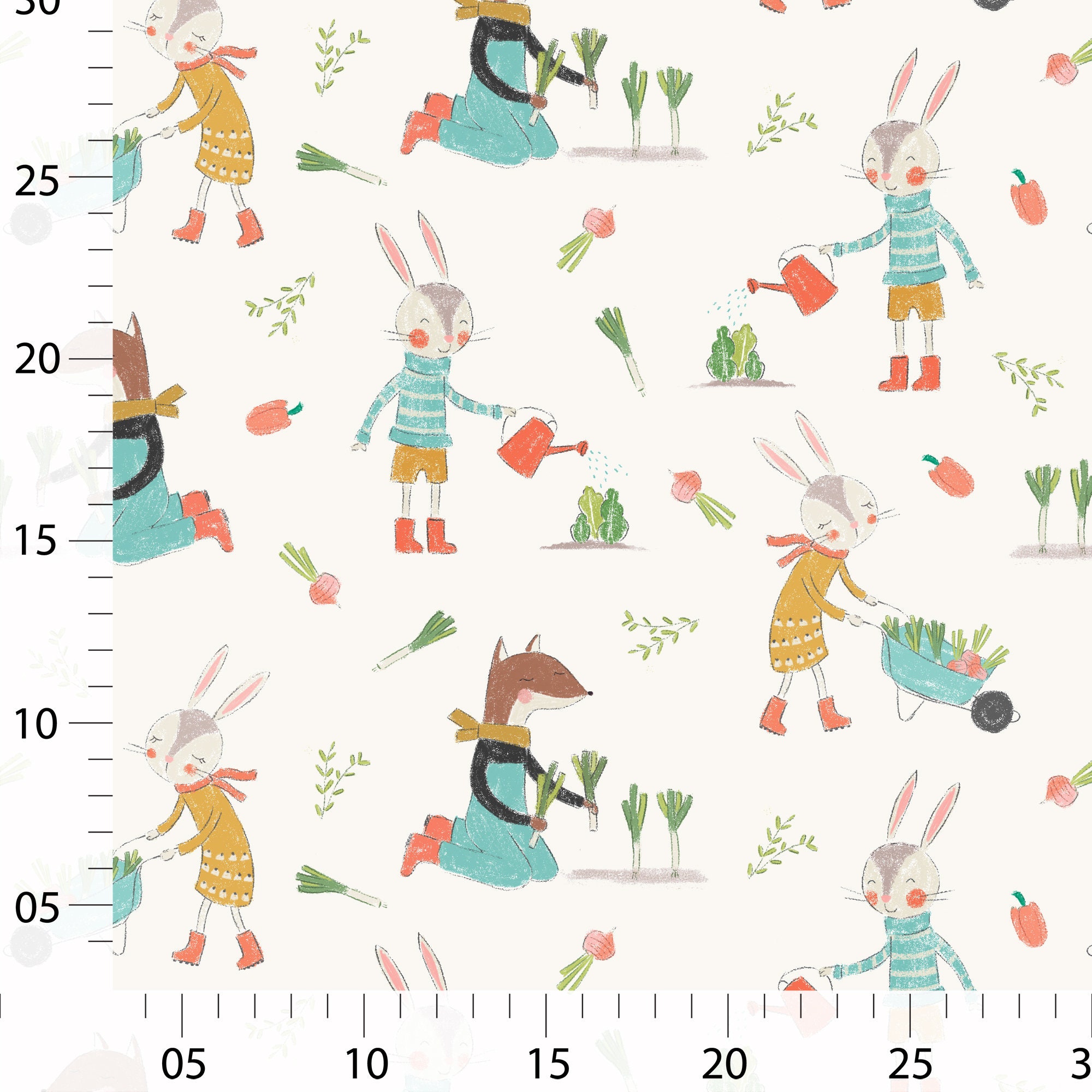 Vegetable Garden Fox and Rabbit Seamless Pattern for - Etsy Canada