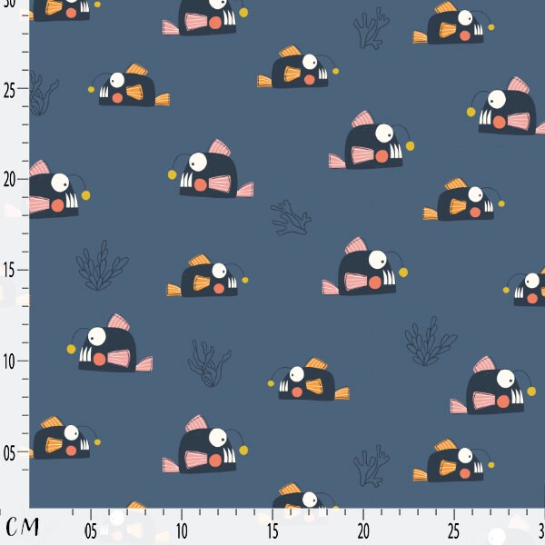 Abyssal Fish Seamless Pattern Design for Fabric Only: Nautical Vector ...