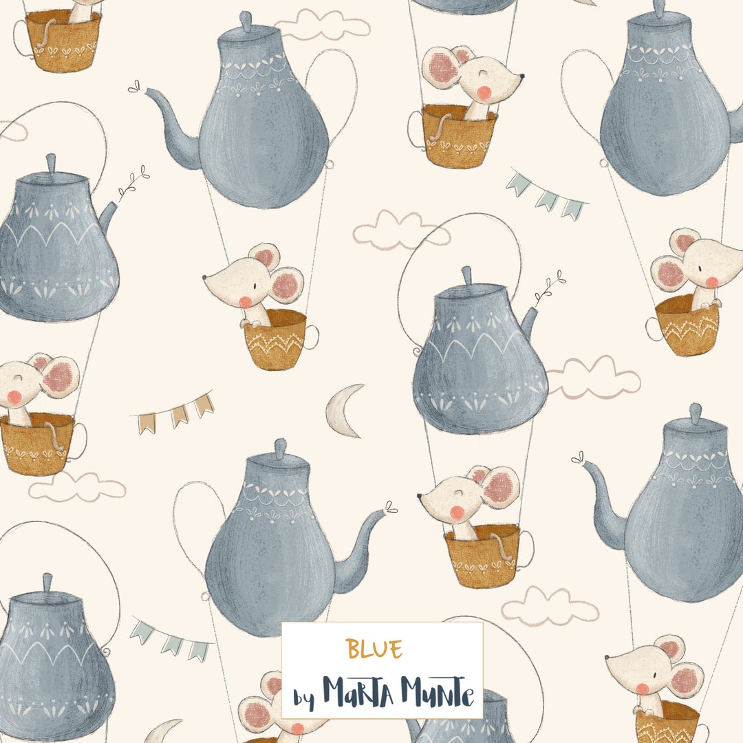 Mouse in Cup of Tea With a Tea Kettle Hot Air Balloon Seamless - Etsy