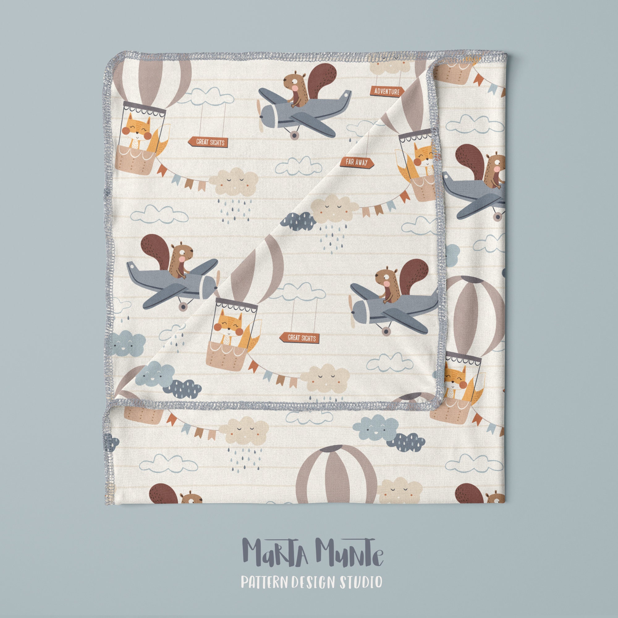 Hot Air Ballon and Plane Pattern, Commercial Use, Fox and Squirrel ...