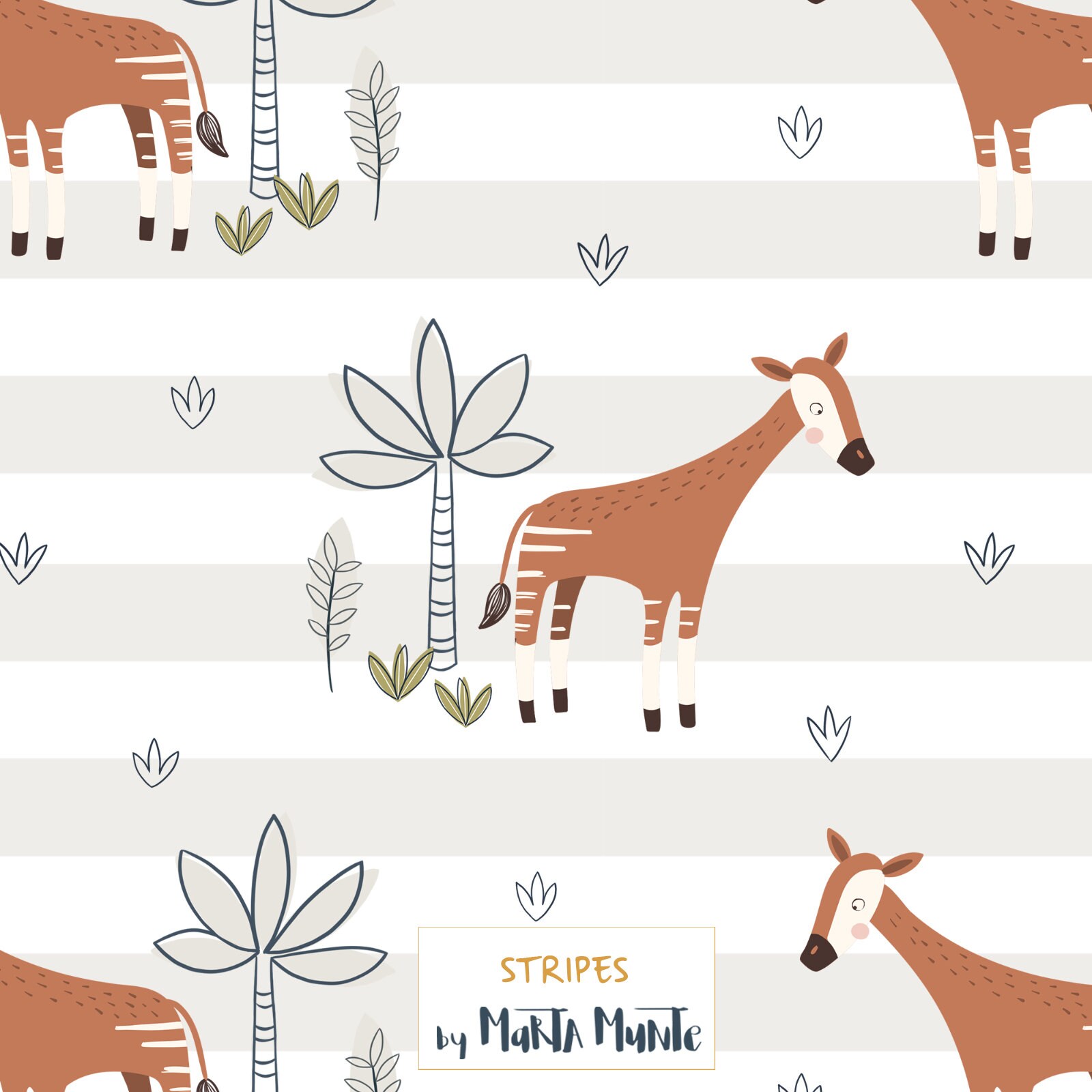 Two Okapi Seamless Pattern Designs for Commercial Use, Non-exclusive ...