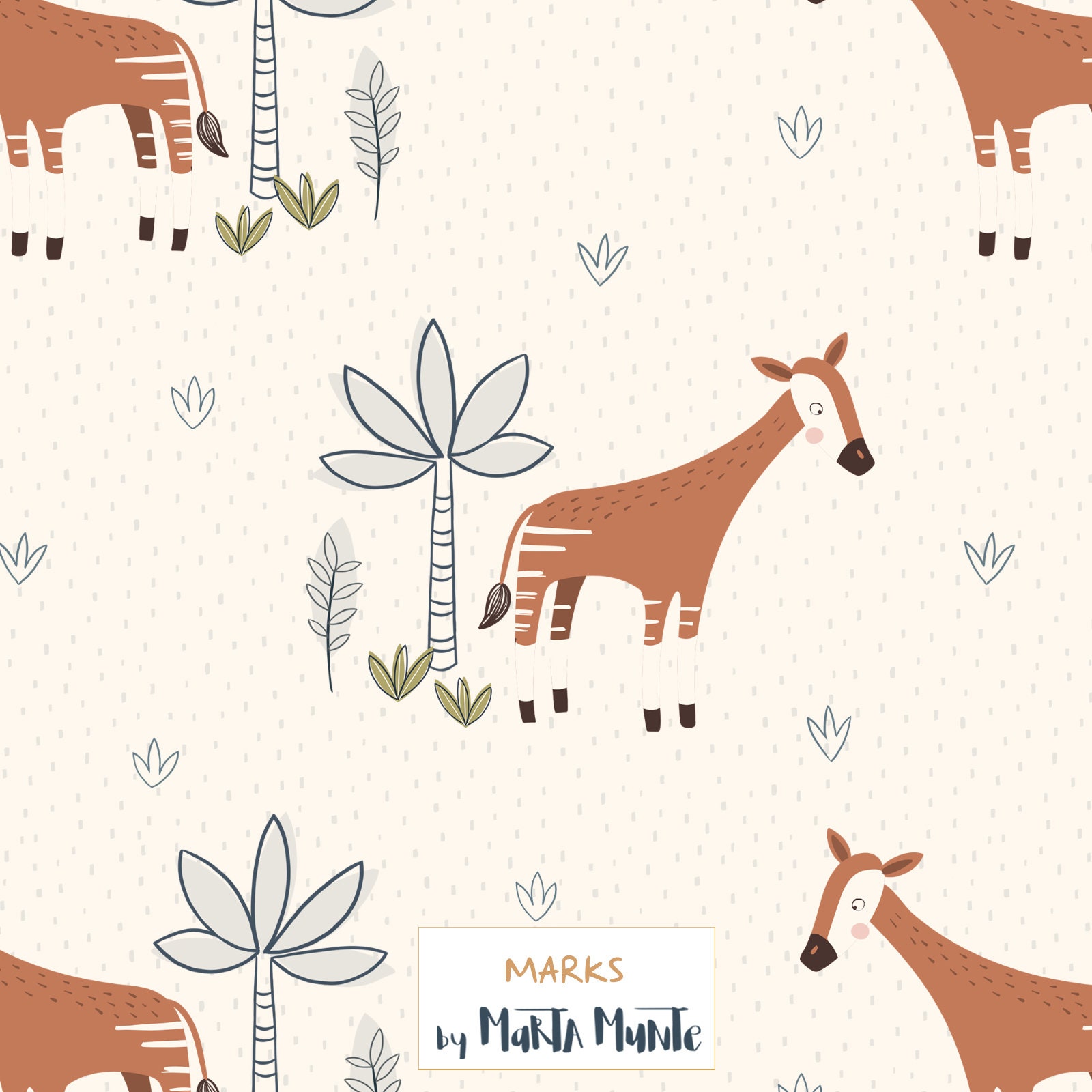 Two Okapi Seamless Pattern Designs for Commercial Use, Non-exclusive ...