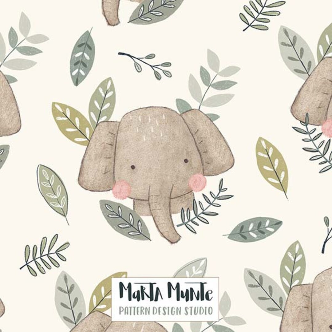Elephant Head Seamless Pattern for Commercial Use, African Theme ...