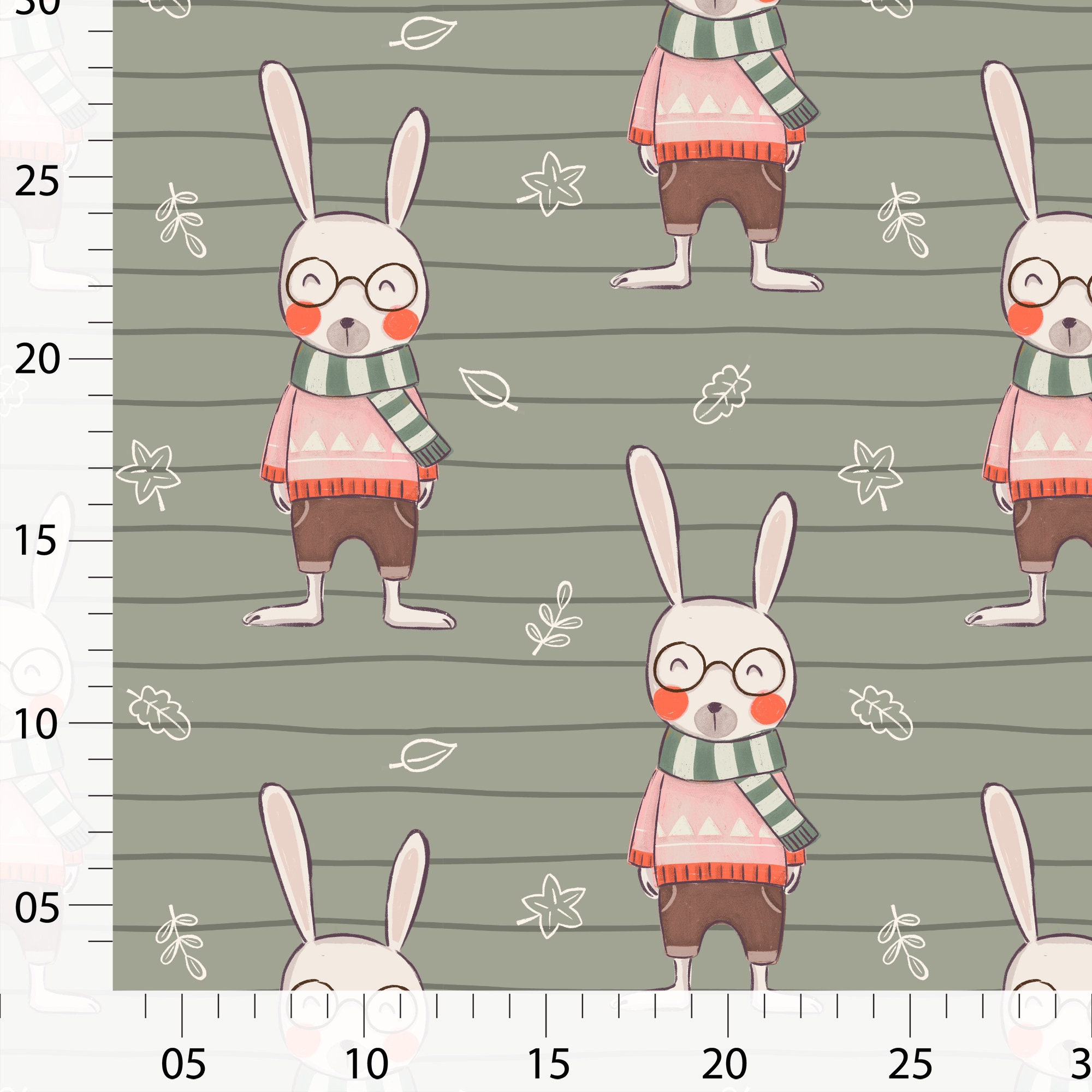Rabbit Fabric Design Bunnie Seamless Repeat Pattern Surface - Etsy