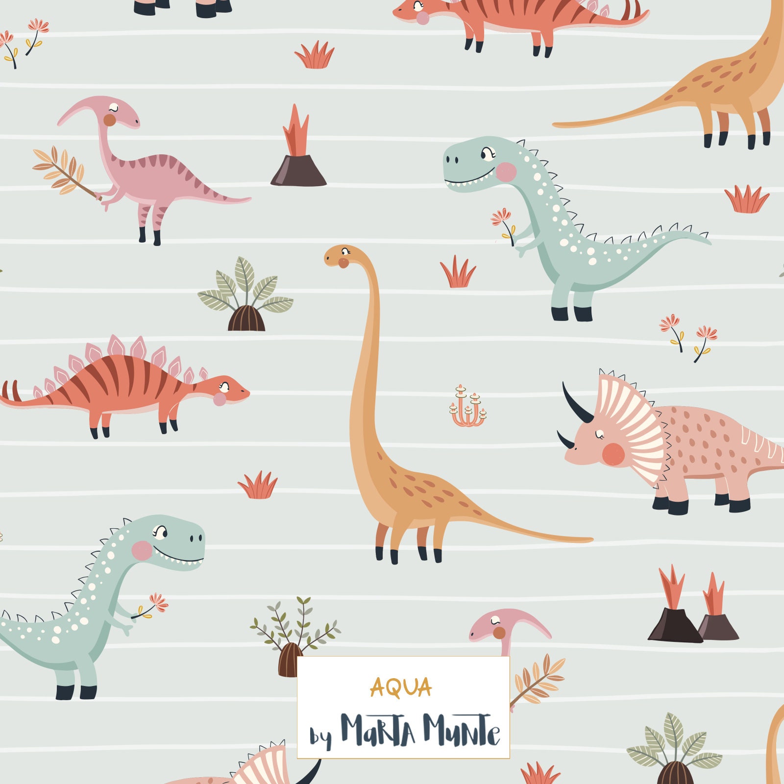 Exclusive Dinosaur Surface Design for Fabric, Seamless Repeat Pattern ...