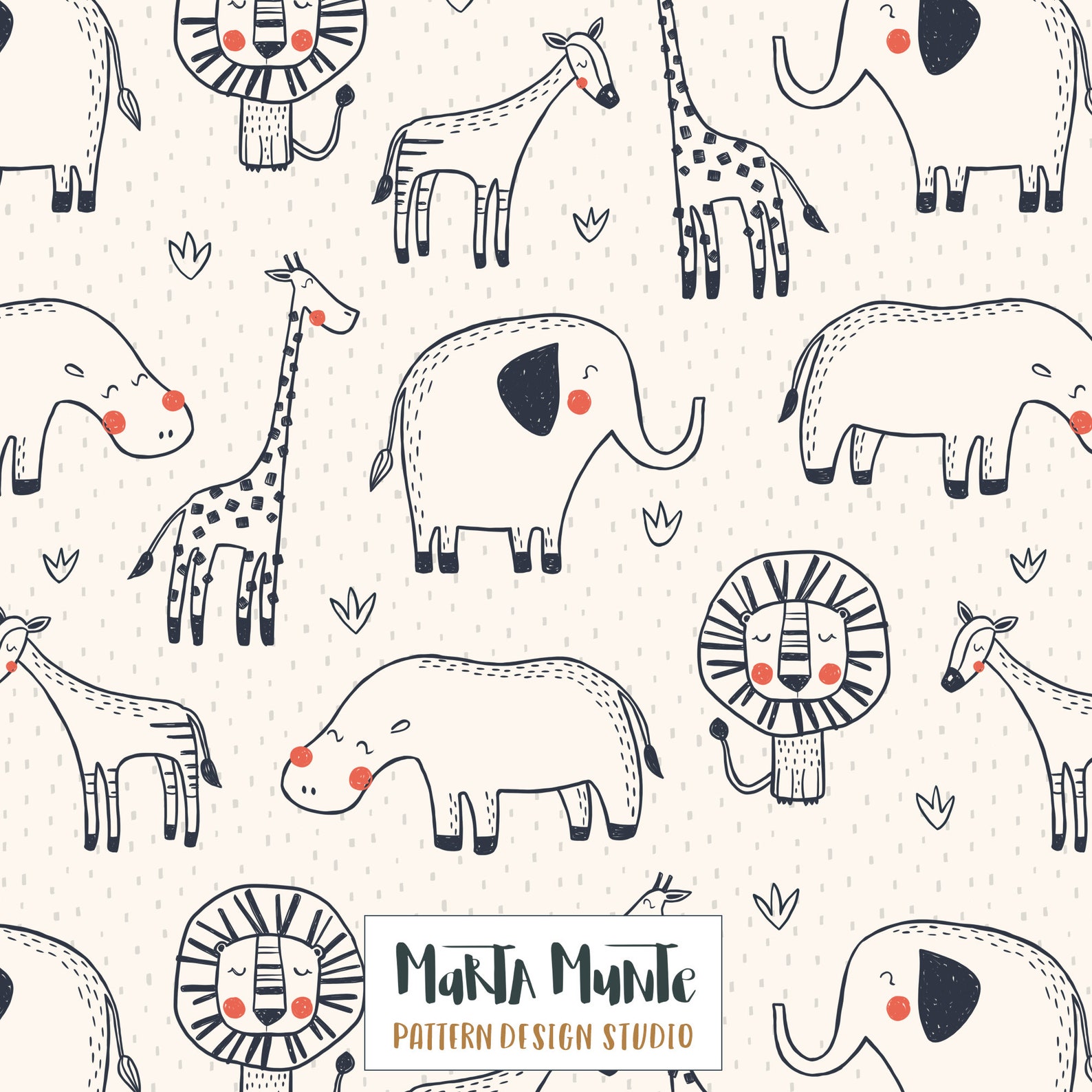 2 Savannah Animals Seamless Pattern for Commercial Use, Children ...