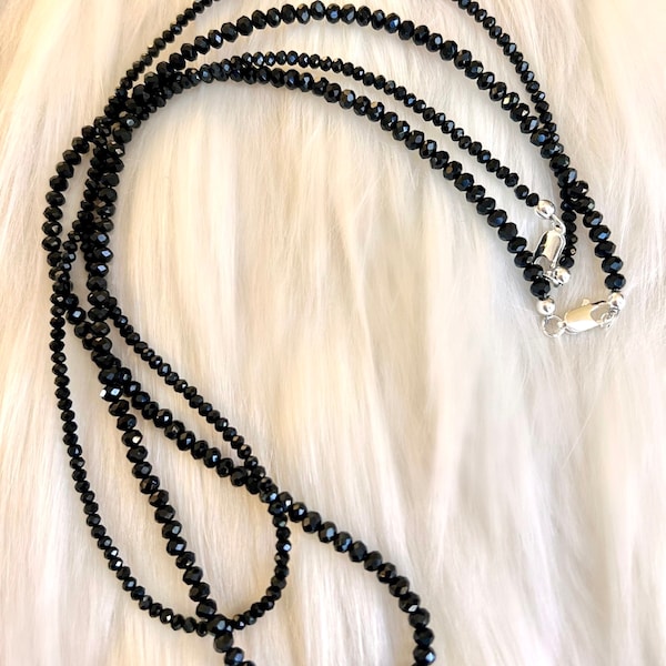 Long Black Necklace - Etsy