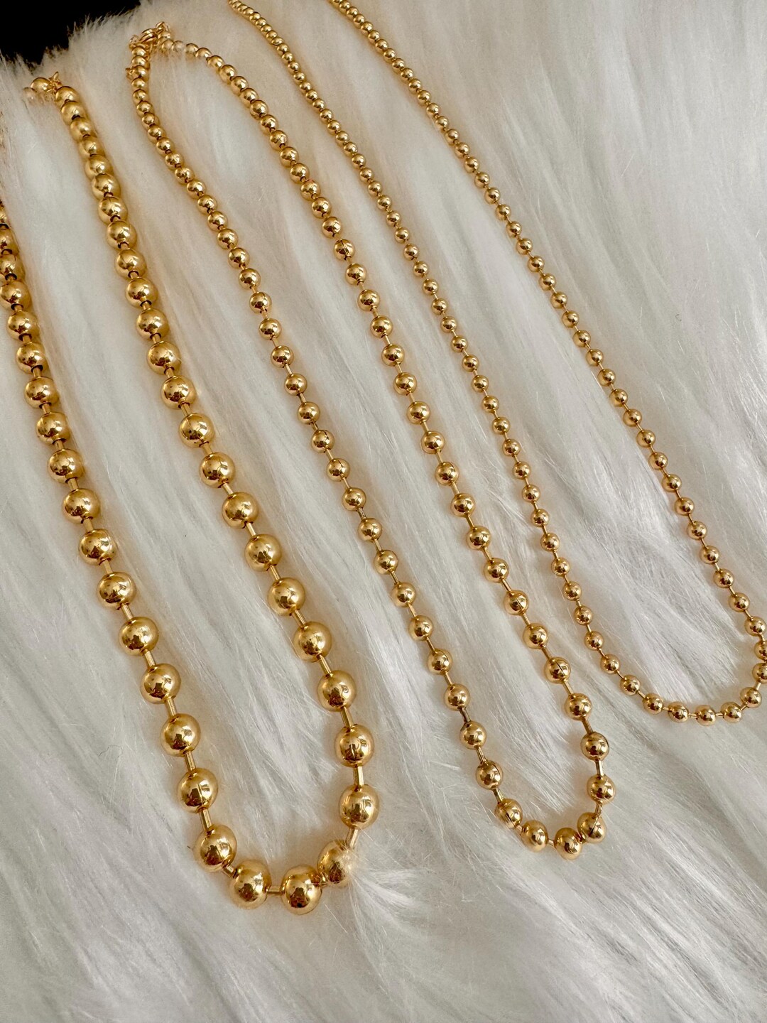 Ball Chain Necklaces | Real 18K Gold Plated | Length 16.65 W/ 2 ...
