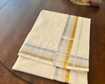 Kerala Handloom Kuthampully Green Kara Mens Mundu for Onam Vishu Temple ...
